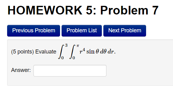 Solved Homework 5 Problem 7 Previous Problem Problem List