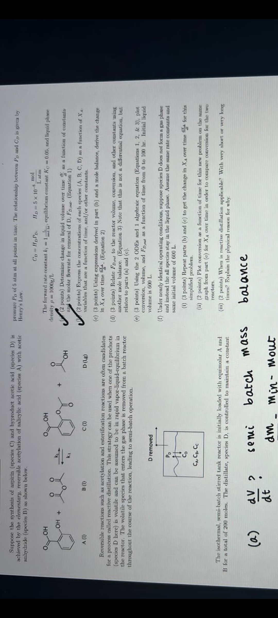 Solved Suppose the synthesis of aspirin (species C) and | Chegg.com