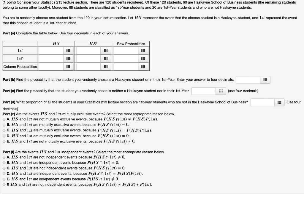 Solved (1 point) Consider your Statistics 213 lecture | Chegg.com