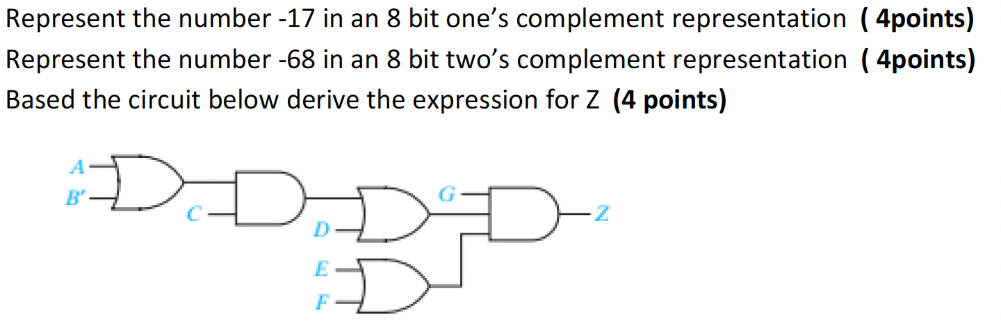 Solved Represent the number -17 in an 8 bit one's complement | Chegg.com