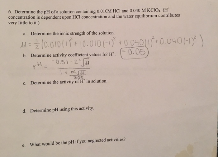 Solved 6. Determine the pH of a solution containing 0.010M | Chegg.com