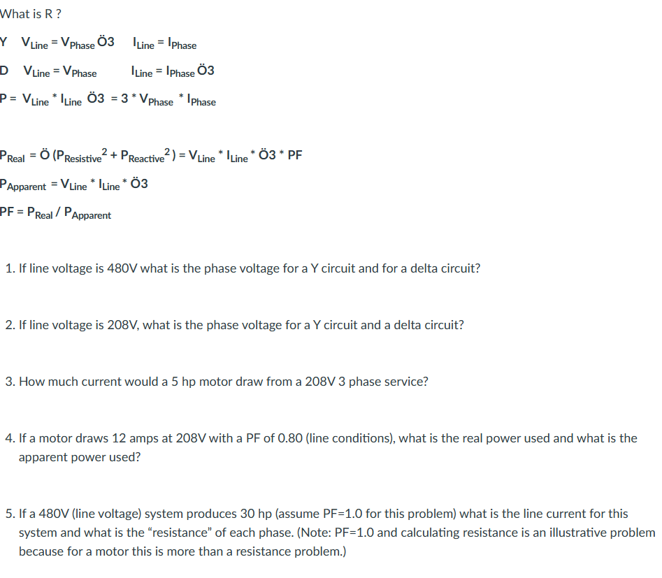 Solved What is R? VLine =VPhase O¨3 ILine =IPhase D VLine | Chegg.com