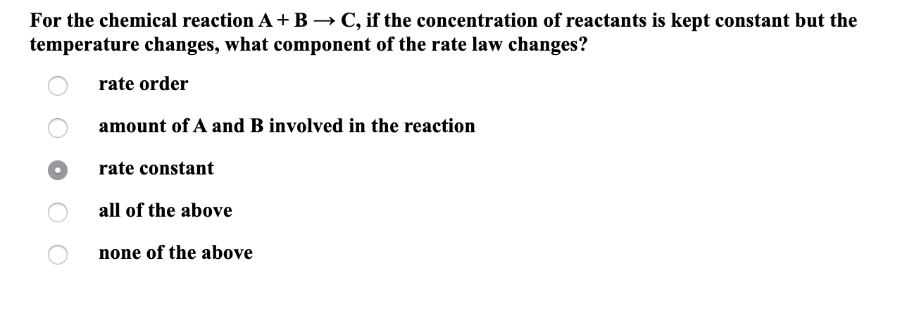 Solved For the chemical reaction A+B → C, if the | Chegg.com