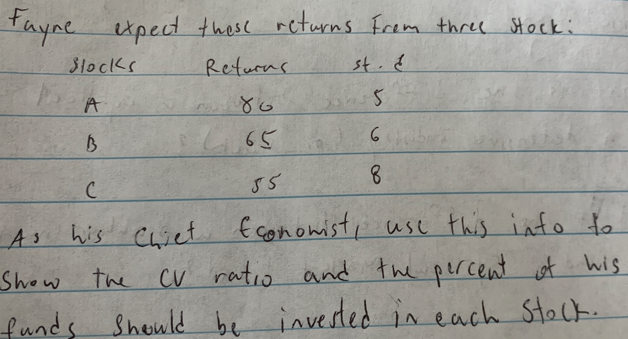 slocks st. d Fayre expect those returns from three | Chegg.com