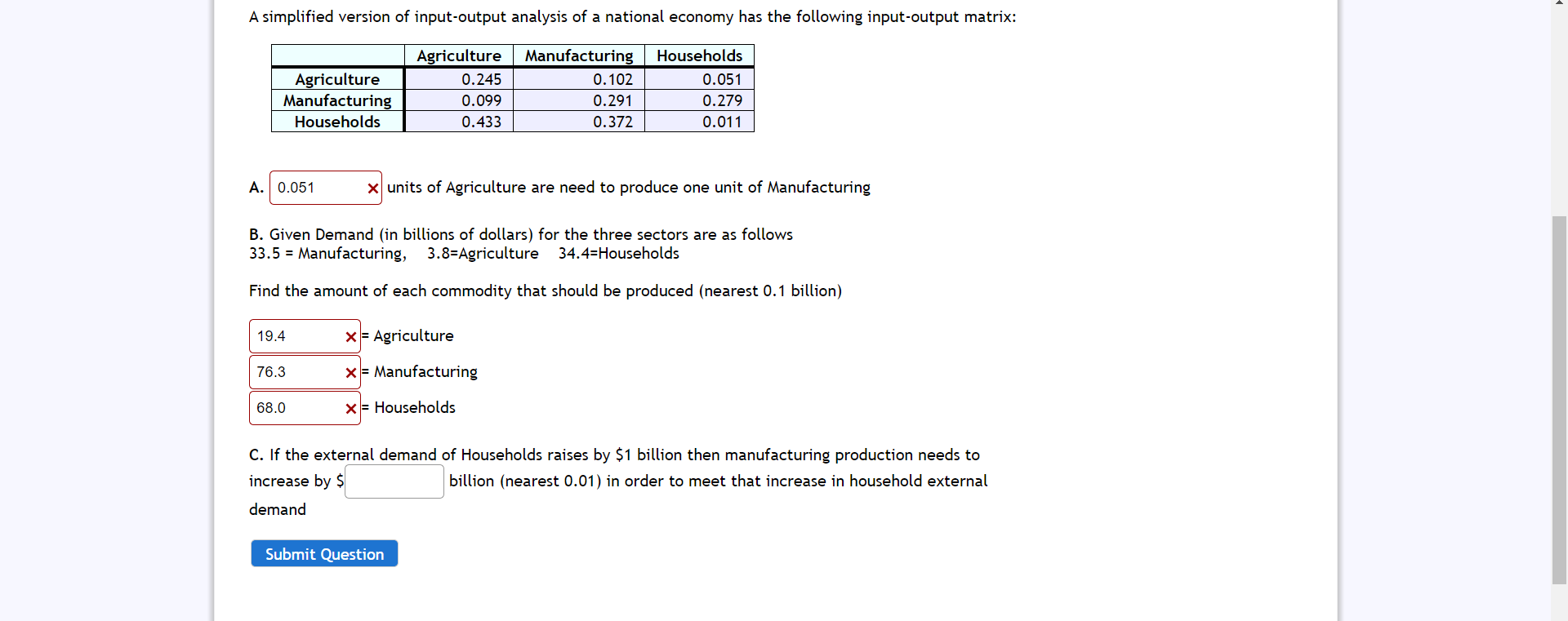 Solved A simplified version of input-output analysis of a | Chegg.com