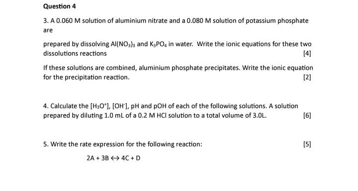 Solved 3. A 0.060M solution of aluminium nitrate and a | Chegg.com