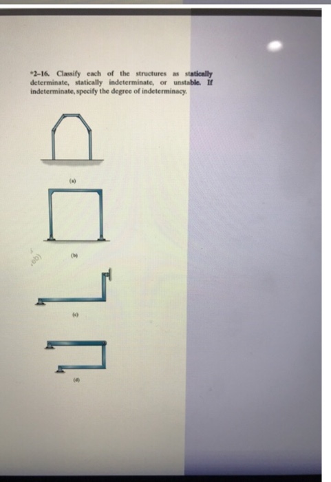 Solved 2-16. Classify each of the structures as statically | Chegg.com