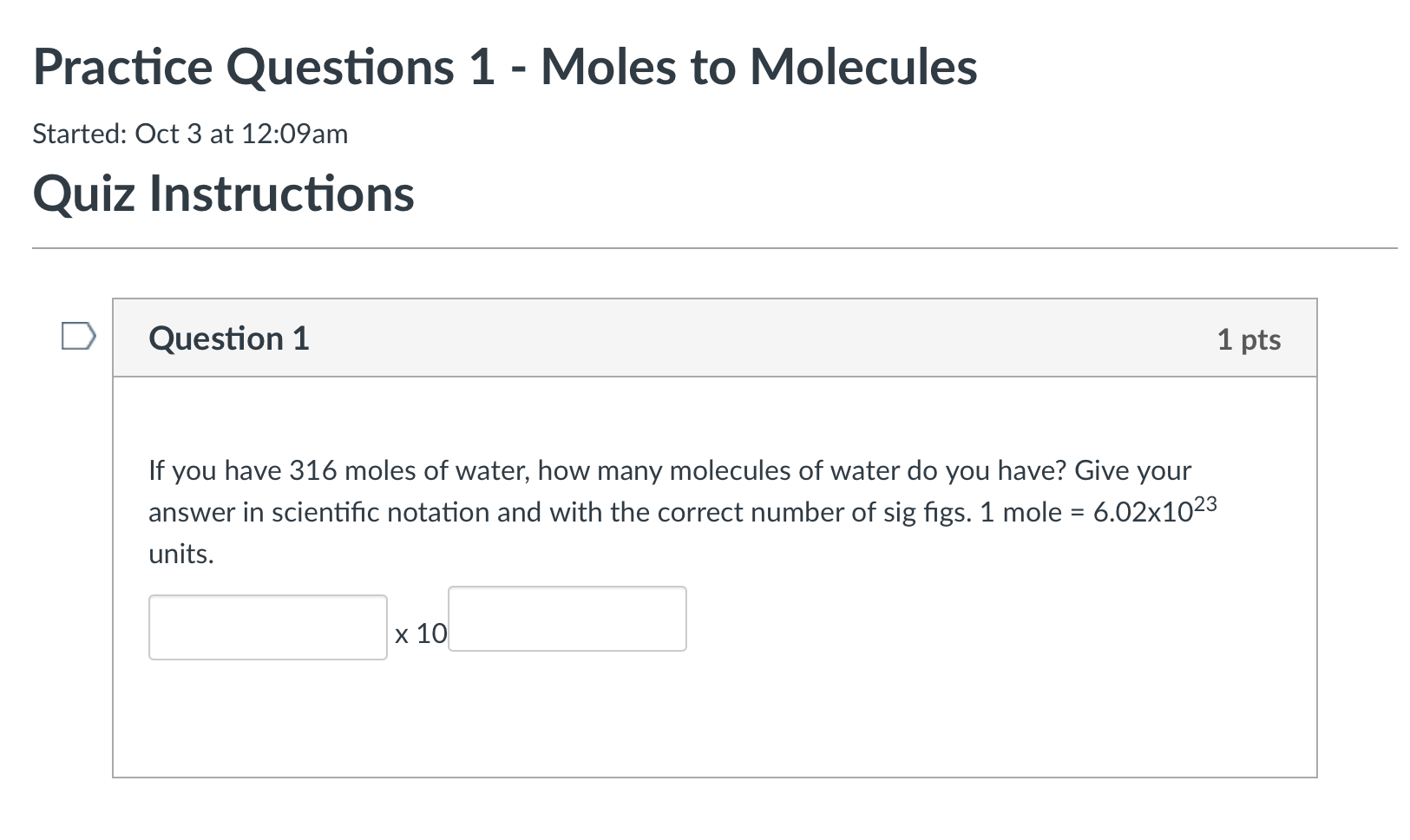 Solved Practice Questions 1 - Moles to Molecules Started: | Chegg.com