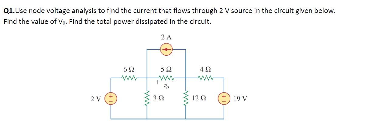 Solved Q1.Use node voltage analysis to find the current that | Chegg.com