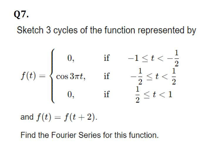 Solved Q7. Sketch 3 cycles of the function represented by 1 | Chegg.com