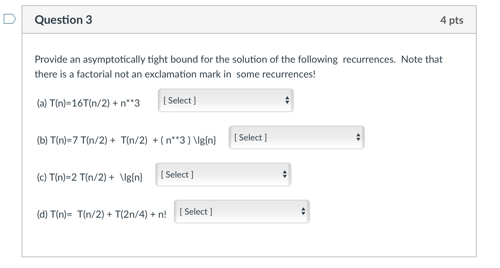 Solved Provide an asymptotically tight bound for the | Chegg.com