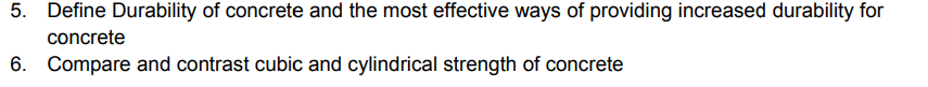 Solved 5. Define Durability of concrete and the most | Chegg.com