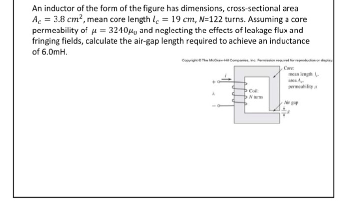 Solved An inductor of the form of the figure has dimensions, | Chegg.com