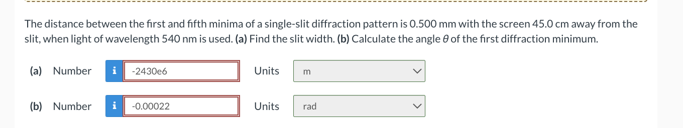Solved The distance between the first and fifth minima of a | Chegg.com