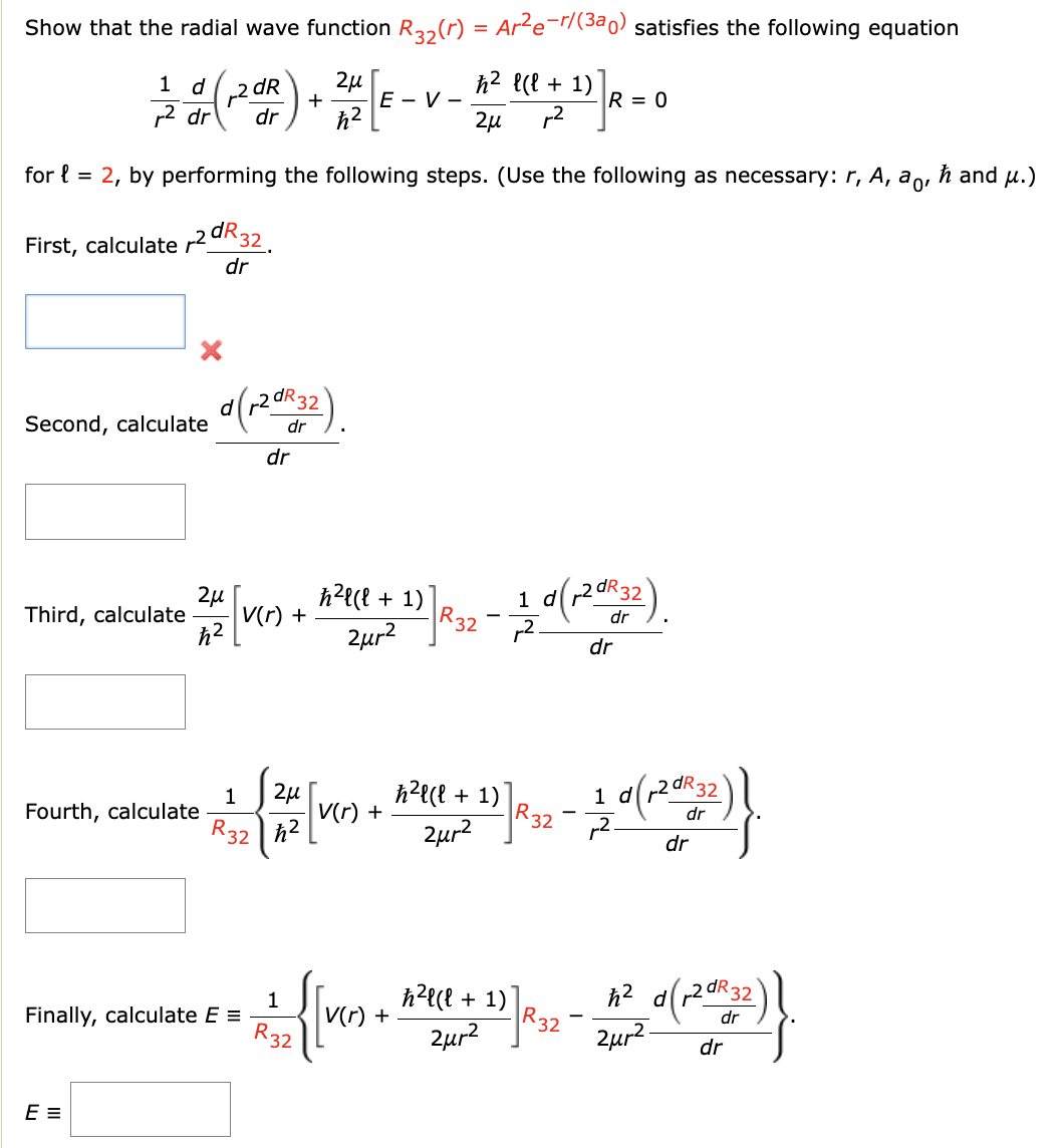 Show that the radial wave function | Chegg.com