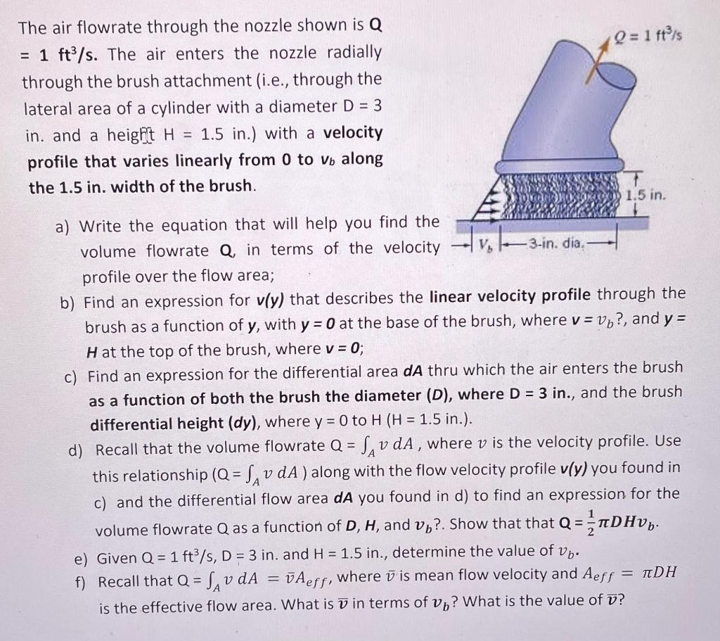 Solved The air flowrate through the nozzle shown is Q | Chegg.com