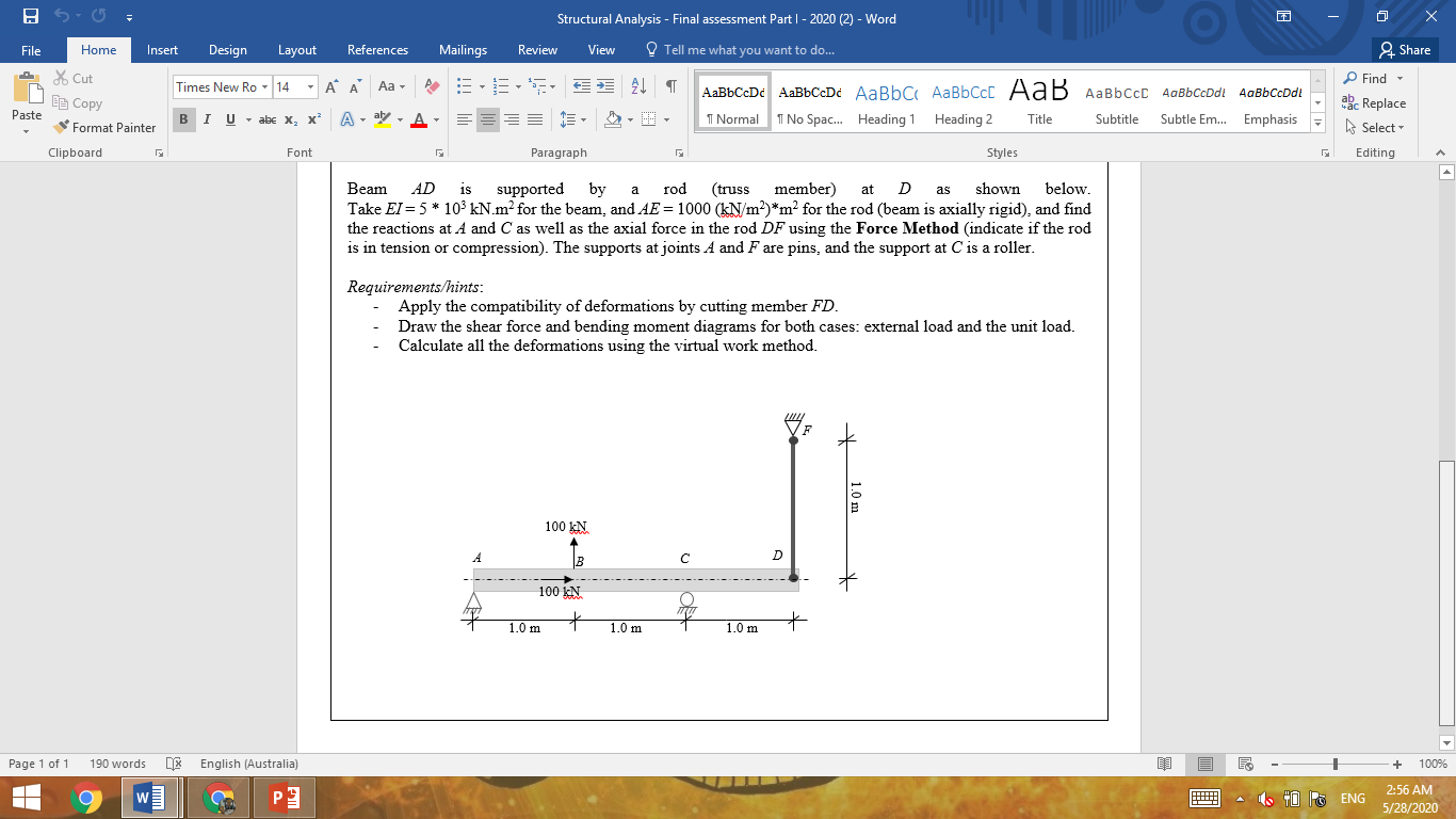 Solved Structural Analysis - Final assessment Part 1 - 2020 | Chegg.com