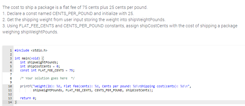 Solved The cost to ship a package is a flat fee of 75 cents | Chegg.com