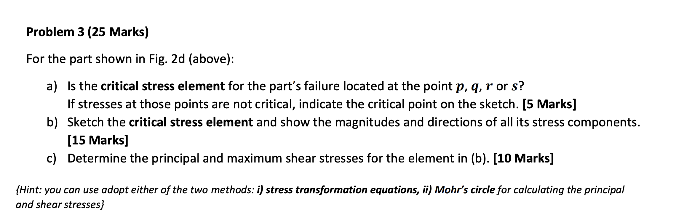 Solved Problem 3 (25 Marks) For the part shown in Fig. 2d | Chegg.com