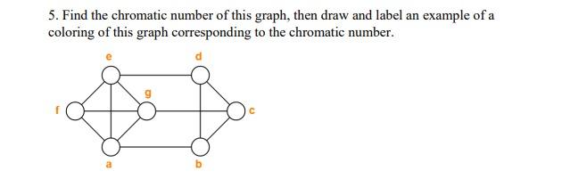 Solved 5. Find the chromatic number of this graph, then draw | Chegg.com