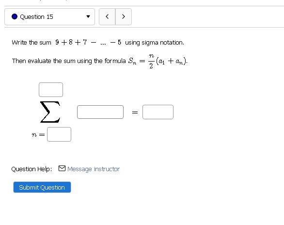 Solved Write the sum y+8+7−…−5 using sigma notation. Then | Chegg.com