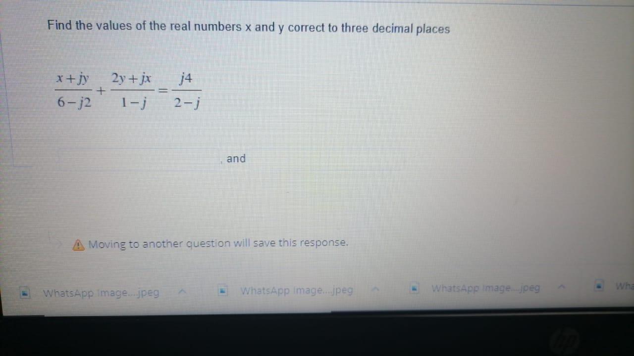 Solved Find the values of the real numbers x and y correct | Chegg.com
