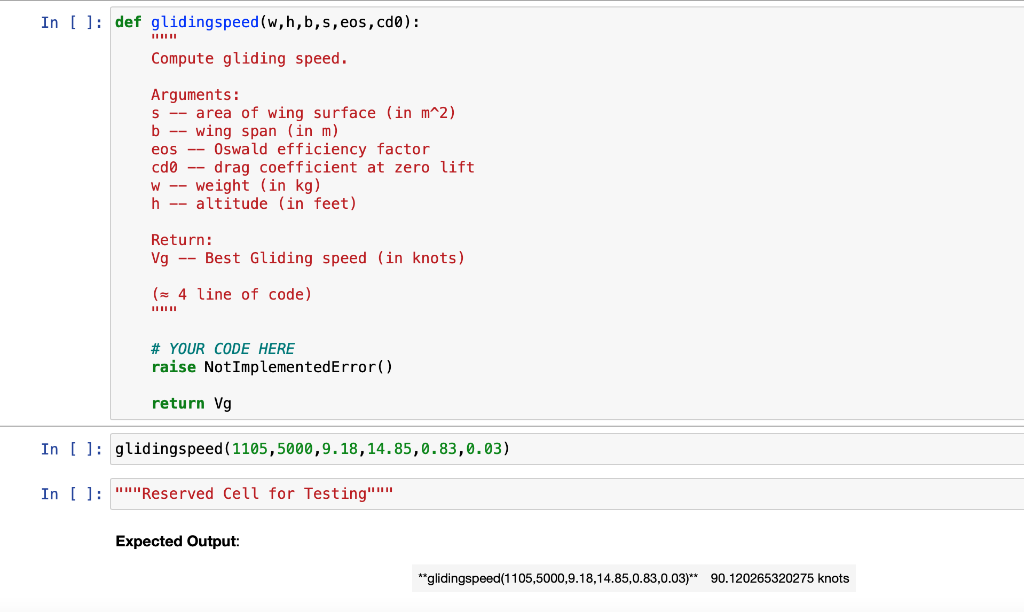 Solved 1.2.1 - Best Gliding Speed If it’s distance you | Chegg.com