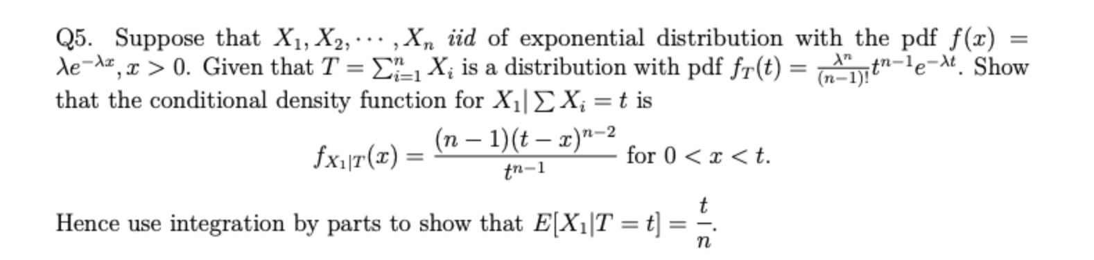 Solved Q5. Suppose that X1,X2,⋯,Xn iid of exponential | Chegg.com