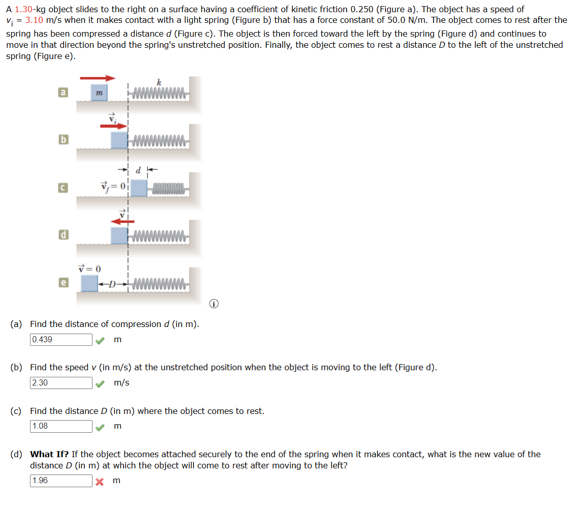 Solved A \( 1.30-\mathrm{kg} \) ﻿object slides to the right | Chegg.com