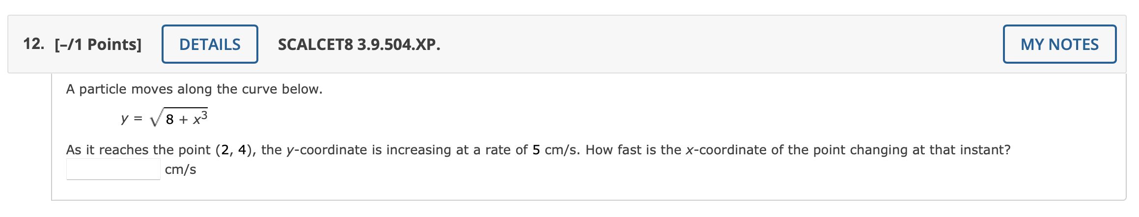 Solved [-/1 Points] SCALCET8 3.9.504.XP. A particle moves | Chegg.com