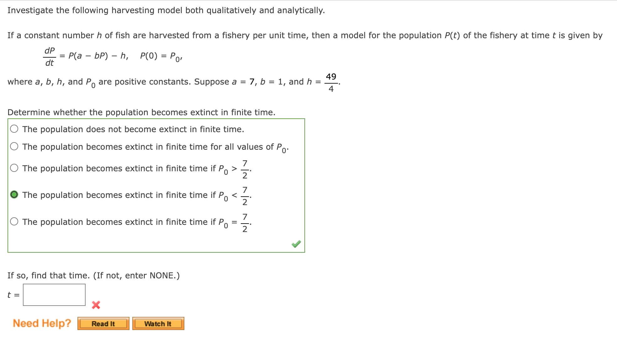 Solved Investigate the following harvesting model both | Chegg.com