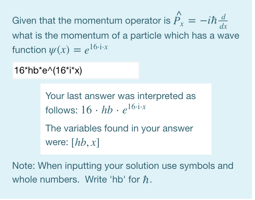 Solved dx Given that the momentum operator is Pr = -iħ what | Chegg.com