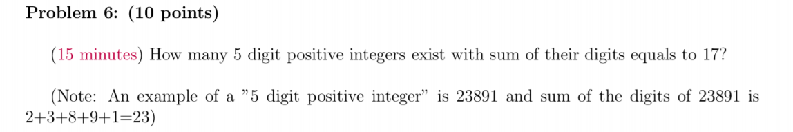 Solved Problem 6: (10 points) (15 minutes) How many 5 digit | Chegg.com