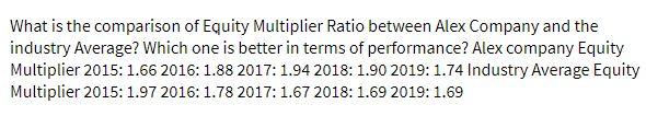 Solved What is the comparison of Equity Multiplier Ratio | Chegg.com