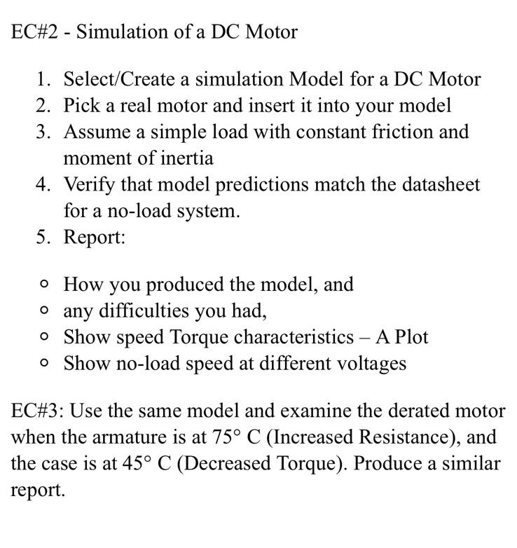 Solved Ec 2 Simulation Of A Dc Motor 1 Select Create A Chegg