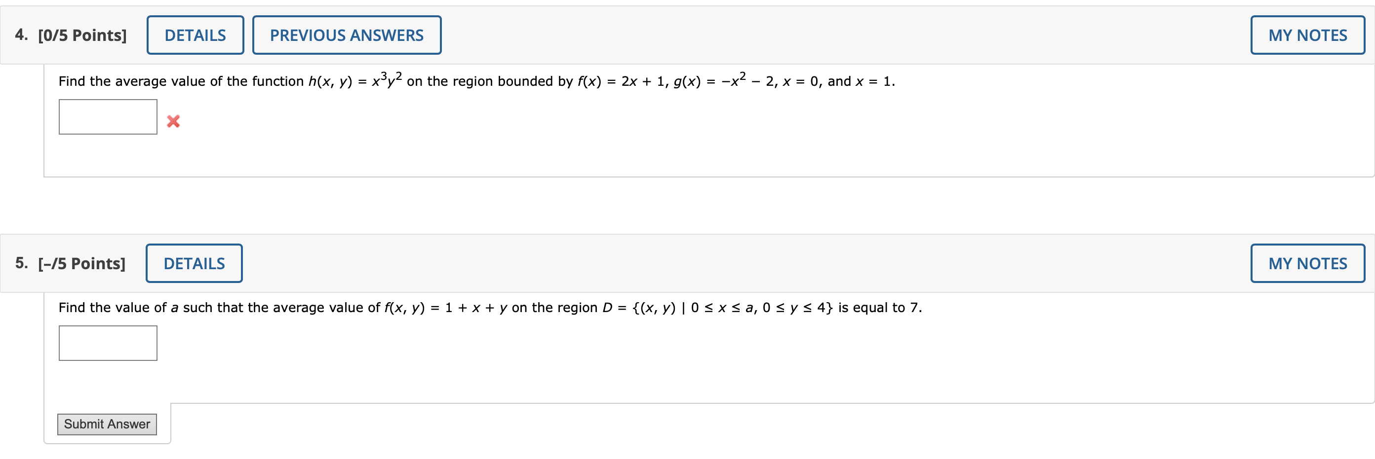 Find the average value of the function h(x,y)=x3y2 on | Chegg.com