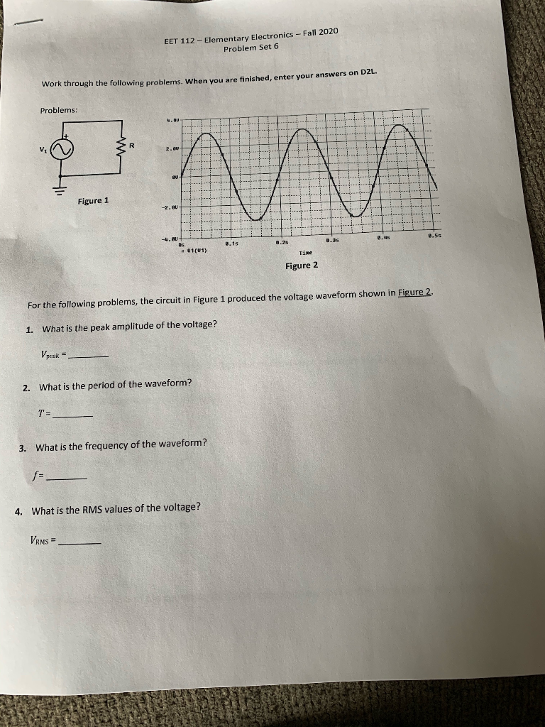 Solved EET 112 - Elementary Electronics - Fall 2020 Problem | Chegg.com