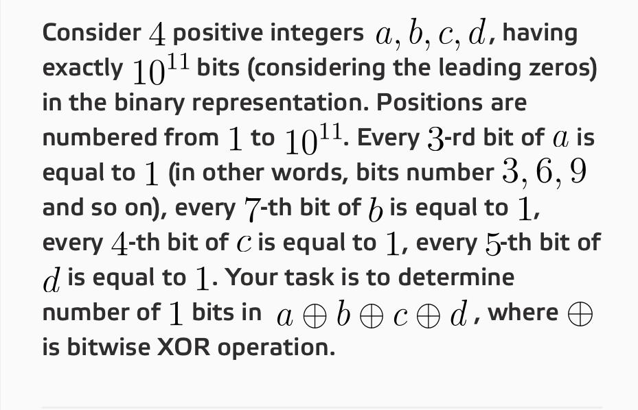 Solved 2 Consider 4 positive integers a, b, c, d, having | Chegg.com