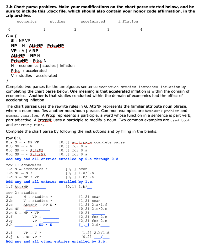 3.b Chart parse problem. Make your modifications on | Chegg.com