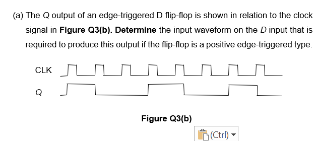Solved (a) The Q output of an edge-triggered D flip-flop is | Chegg.com