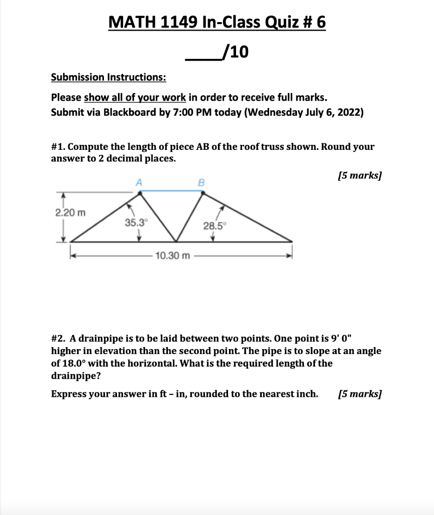 Solved MATH 1149 In-Class Quiz # 6 /10 Submission | Chegg.com