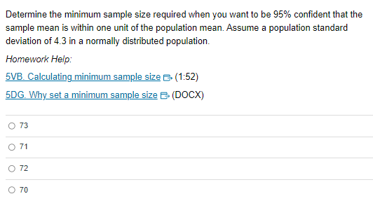 Determine the minimum sample size required when you | Chegg.com