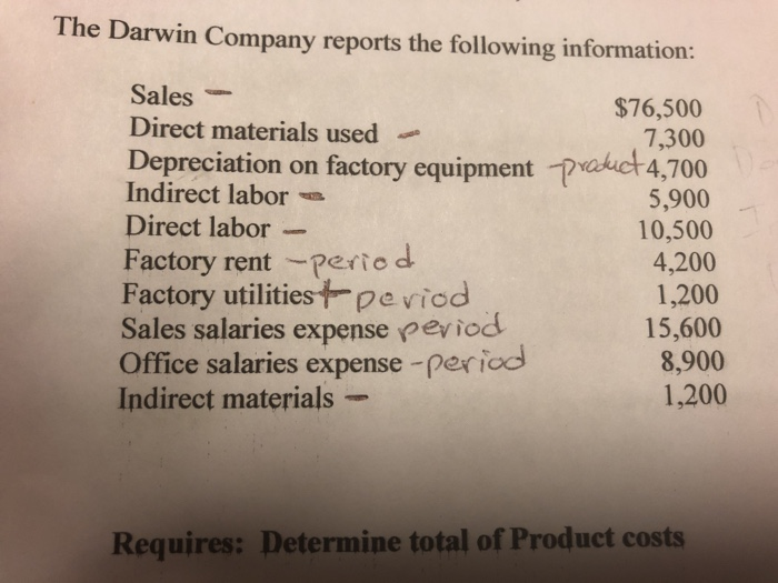 Solved The Darwin Company reports the following information: | Chegg.com