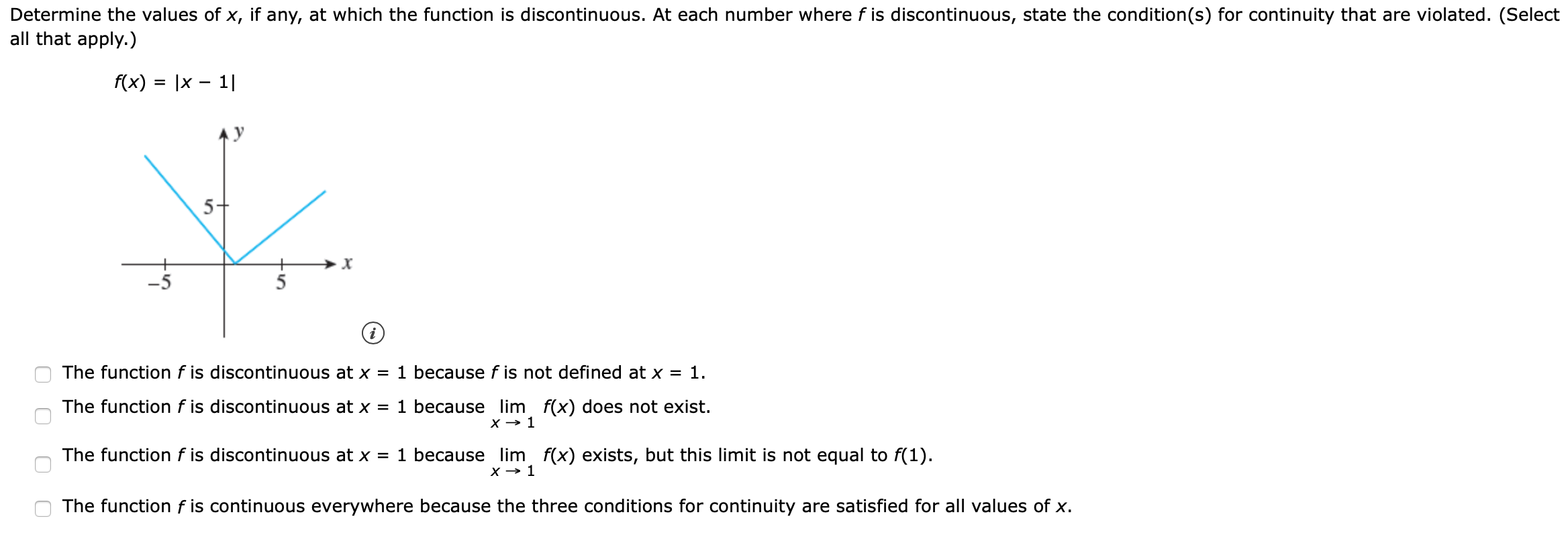 Solved Determine the values of x, if any, at which the | Chegg.com