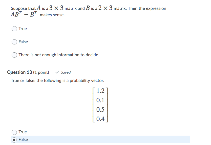 Solved Suppose that A is a 3 x 3 matrix and B is a 2 x 3 | Chegg.com