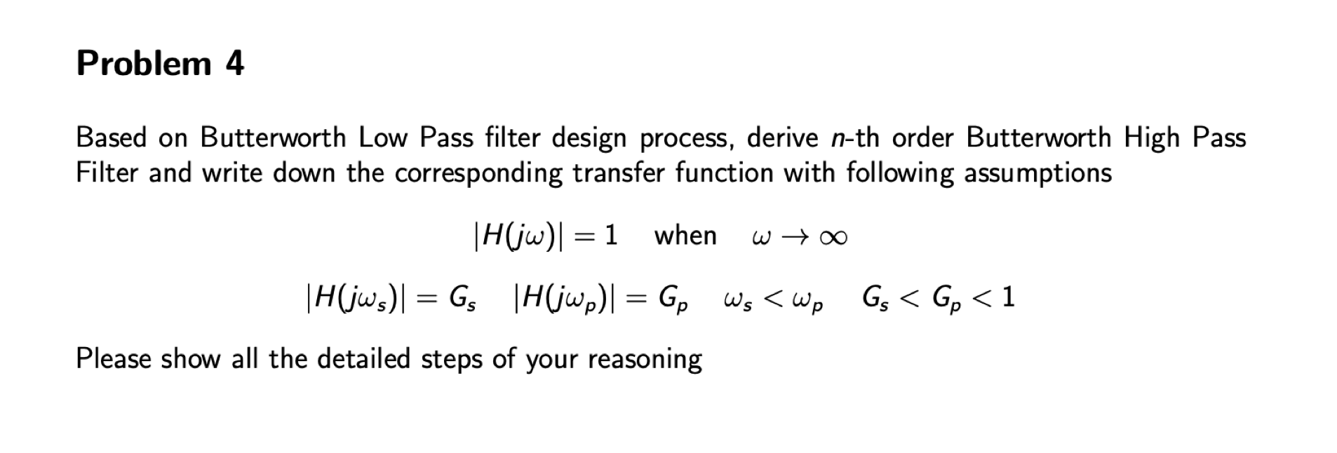 Solved Based On Butterworth Low Pass Filter Design Process 