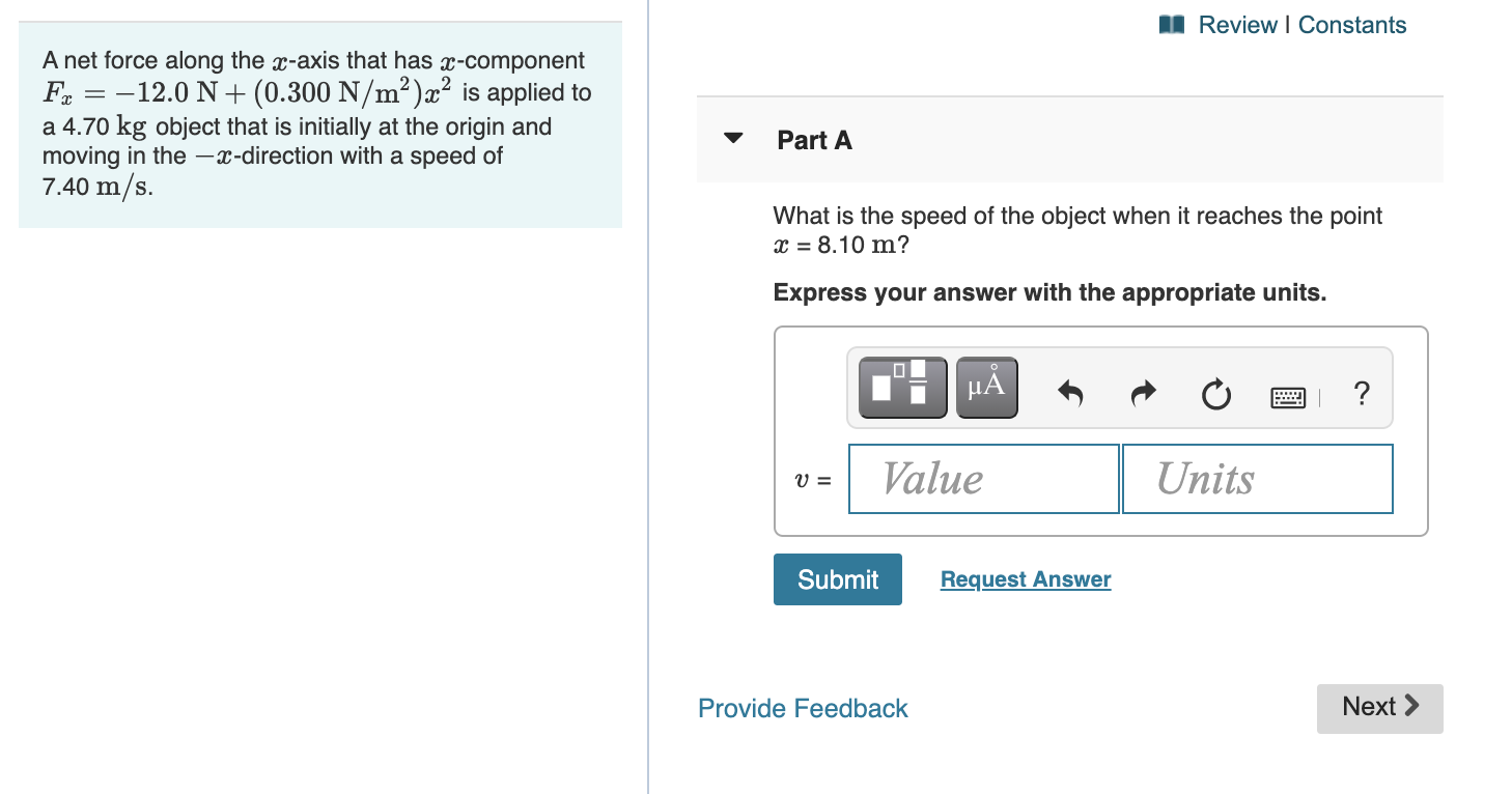 Solved 1 Review | Constants A net force along the x-axis | Chegg.com