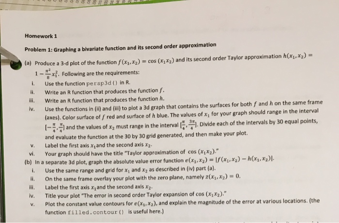Graphing a bivariate function and its second order | Chegg.com