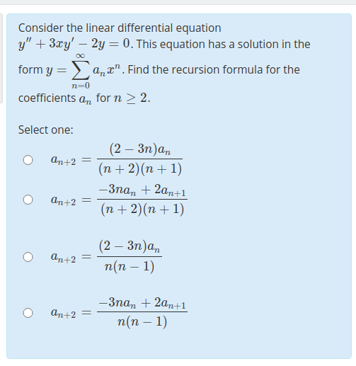 Solved Consider the linear differential equation y" + 3xy' – | Chegg.com