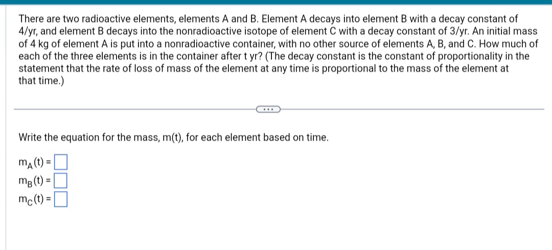 Solved There are two radioactive elements, elements A and B. | Chegg.com